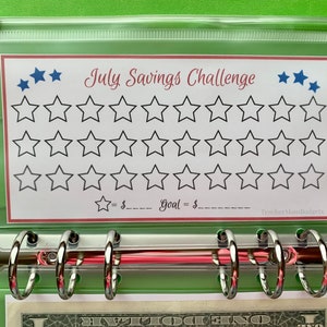 July Savings Challenge - Stars Theme - A6 Savings Challenge - A6 Cash ...