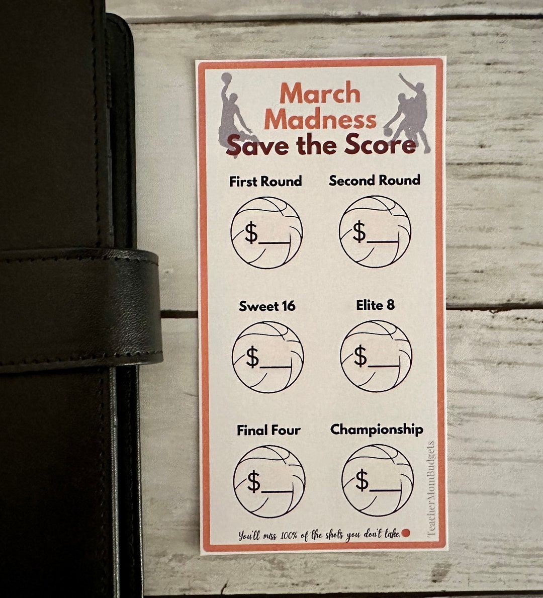 March Madness Save the Score Savings Challenge - A6 Cash Envelope ...