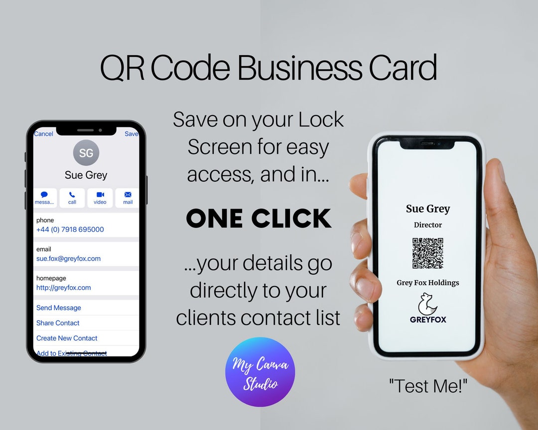 Business Card, Digital Business Card With QR Code, Save Your Details ...
