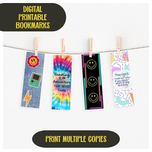 Printable Retro Neon Bookmarks 90s Inspired for Book Nook Accessory for ...