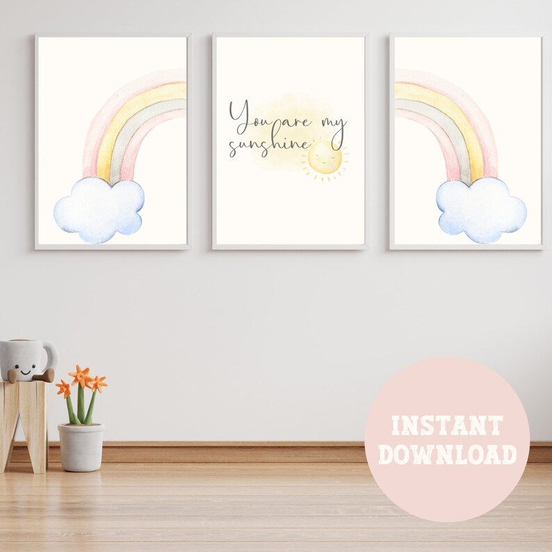 You Are My Sunshine Nursery Accent Wall Printable Decor, Neutral ...
