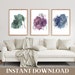 THREE Watercolor Women Printable Wall Art, Jewel Color Watercolor ...