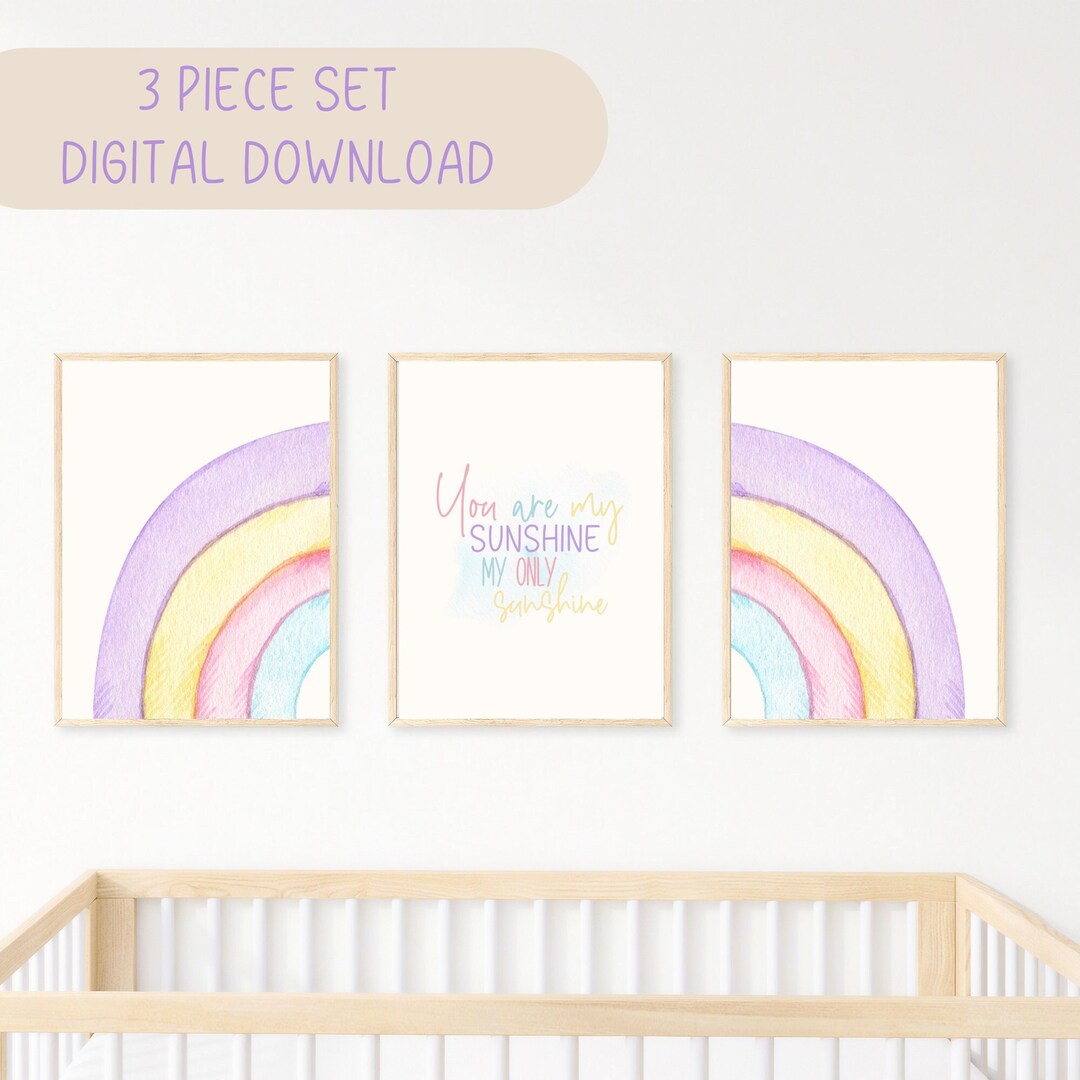 You Are My Sunshine Nursery Accent Wall Printable Decor, Pastel Kids ...