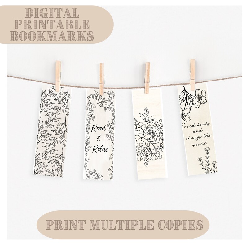 Printable Botanical Quotes Bookmarks for Book Nook Accessory Book Lover ...