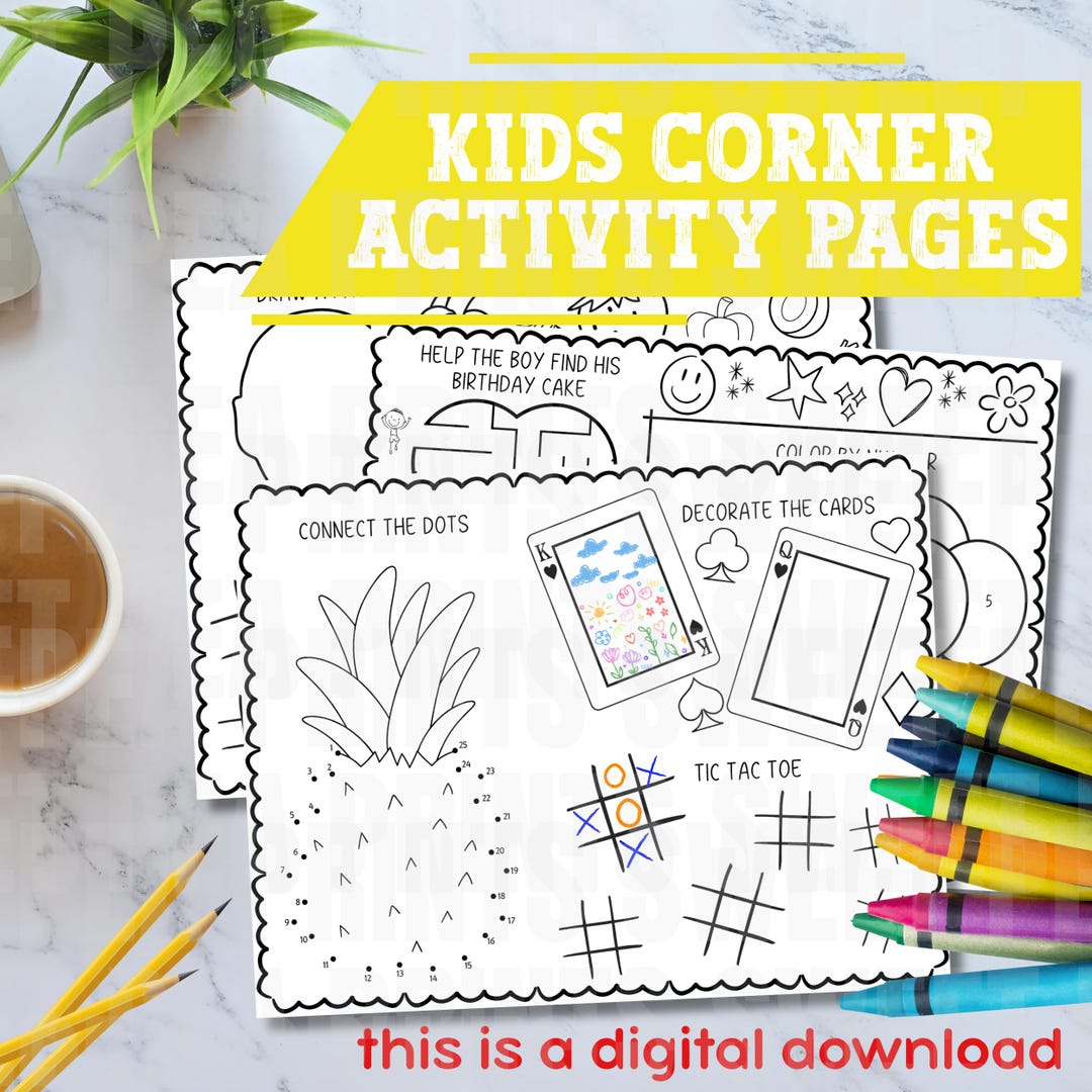 Kids Activity Sheets: Printable Coloring Pages for Parties (digital ...