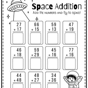 Space-themed Math Worksheets | Addition - Subtraction Practice | With ...