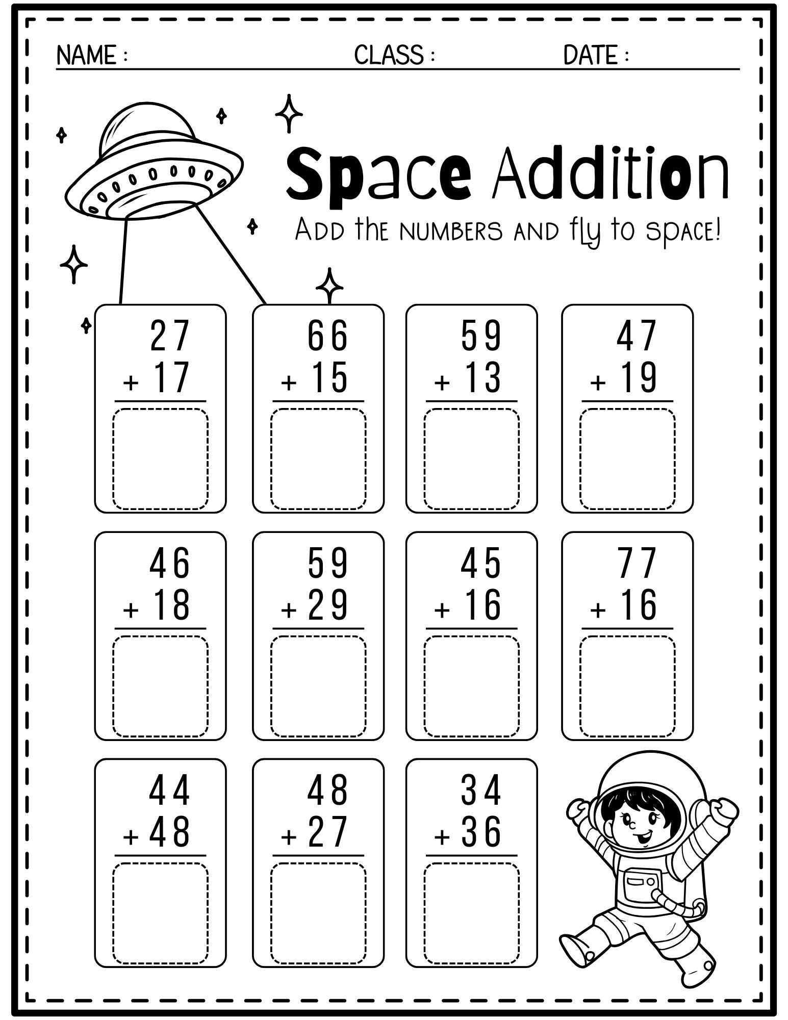 Space-themed Math Worksheets | Addition - Subtraction Practice | With ...