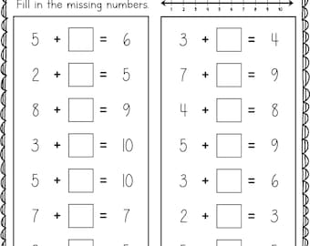 Missing Addends Worksheets: Addition Practice 1-20 (PDF Download) - Etsy