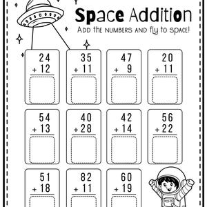 Space-themed Math Worksheets | Addition - Subtraction Practice | With ...