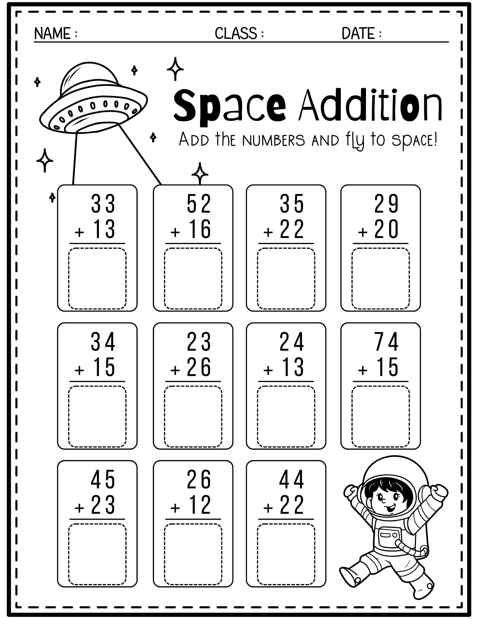 Space-themed Math Worksheets | Addition - Subtraction Practice | With ...