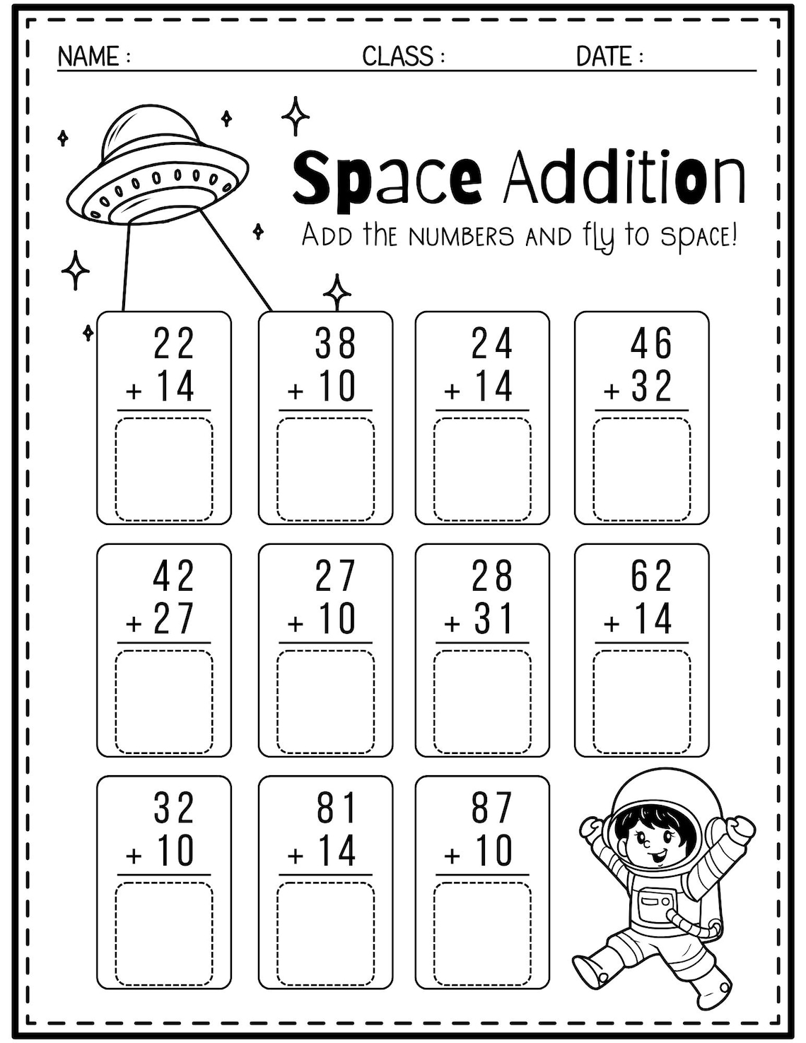Space-themed Math Worksheets | Addition - Subtraction Practice | With ...