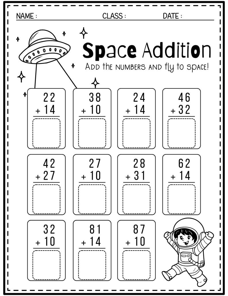 Space-themed Math Worksheets | Addition - Subtraction Practice | With ...