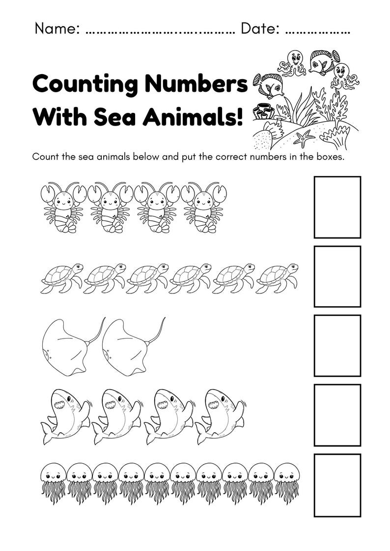 Preschool Counting Numbers 1 to 10 Worksheets, Beginning Math ...