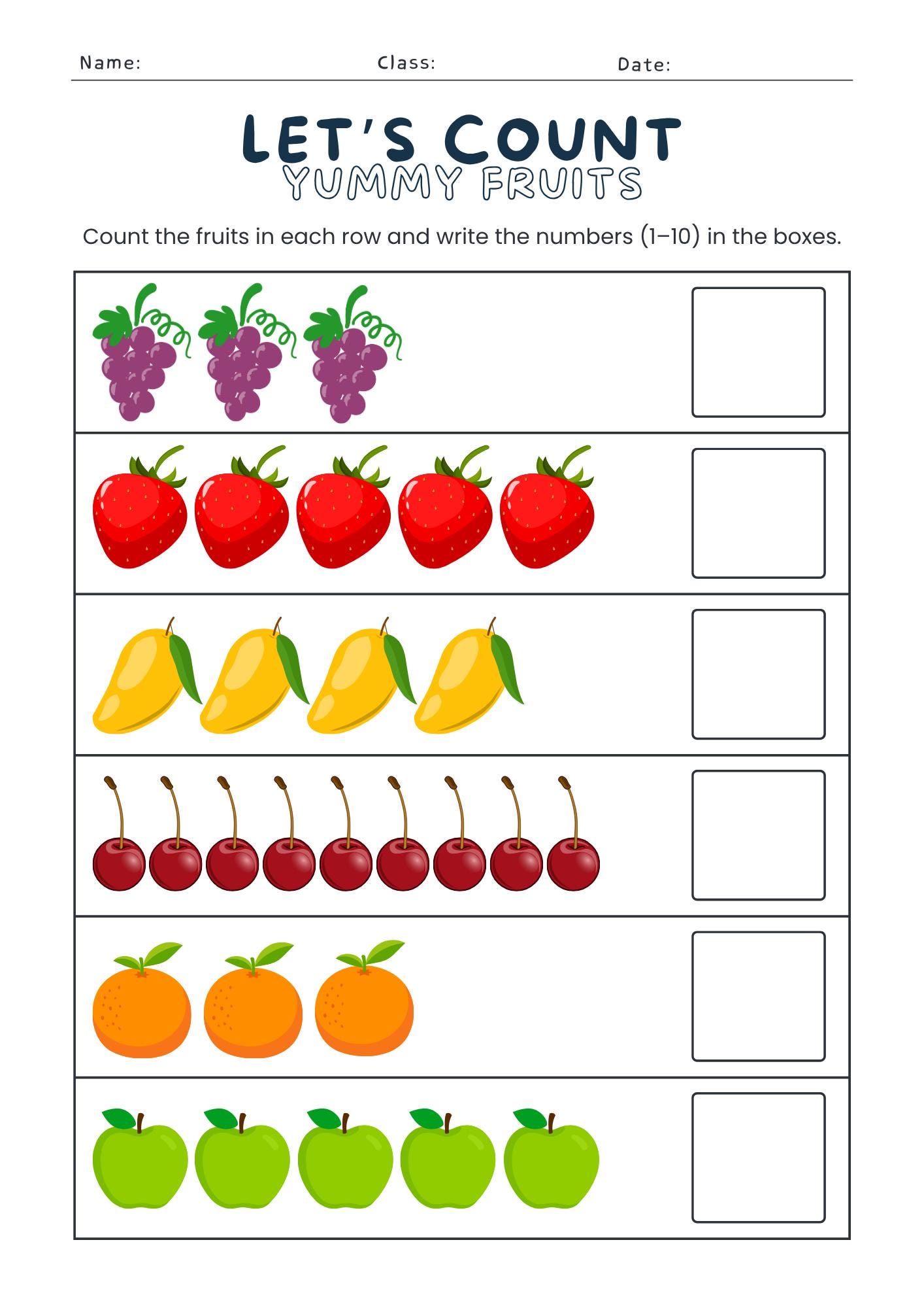 Preschool Counting Numbers 1 to 10 Worksheets, Beginning Math ...