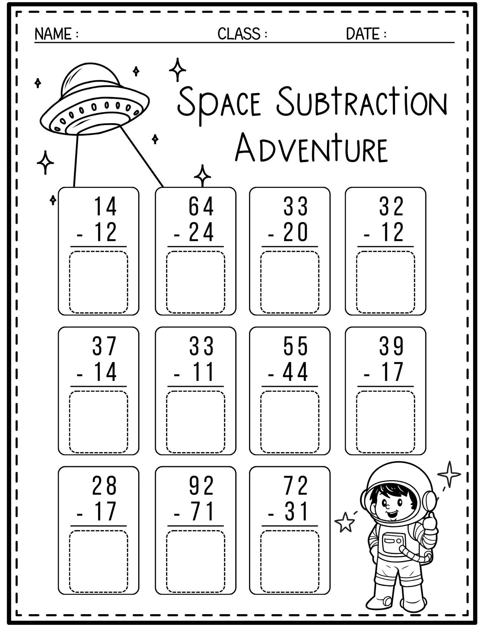 Space-themed Math Worksheets | Addition - Subtraction Practice | With ...