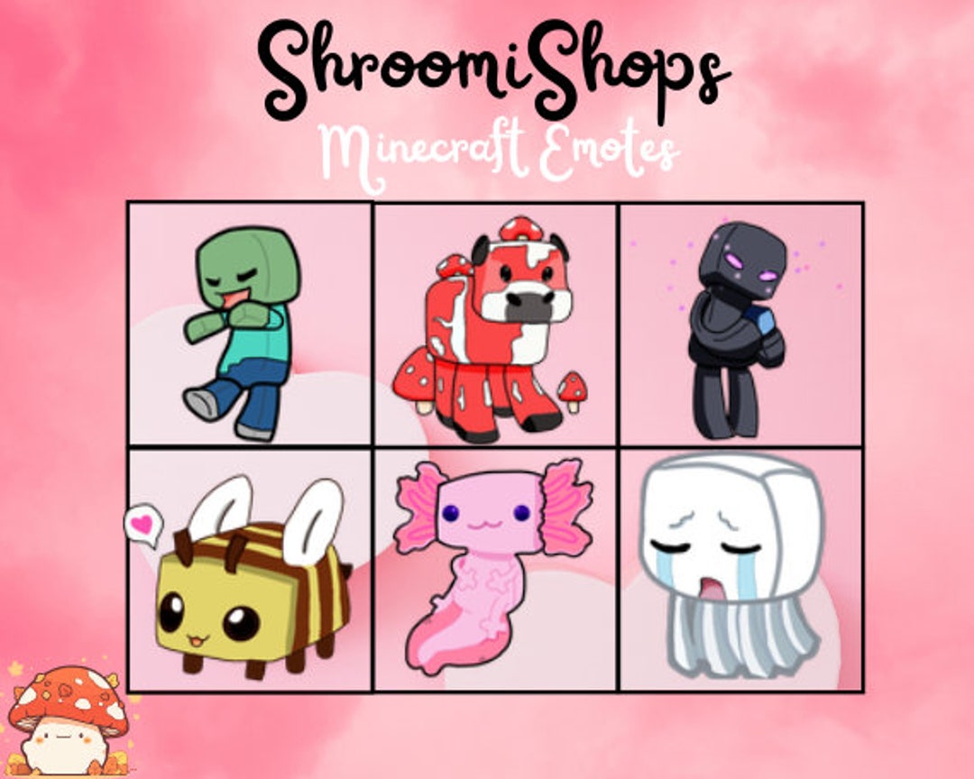 Minecraft Twitch/discord Emotes Set of 6axolotl, Ghast, Enderman ...