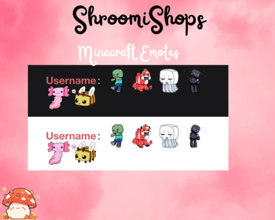 Minecraft Twitch/discord Emotes Set of 6axolotl, Ghast, Enderman ...