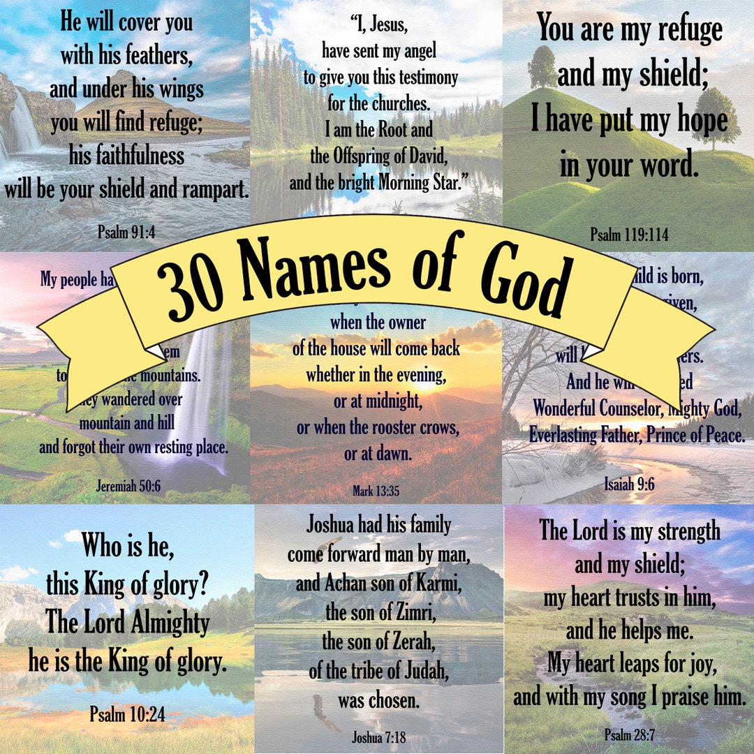 30 Names of God Bible Estudy Card Set of Bible Cards - Etsy