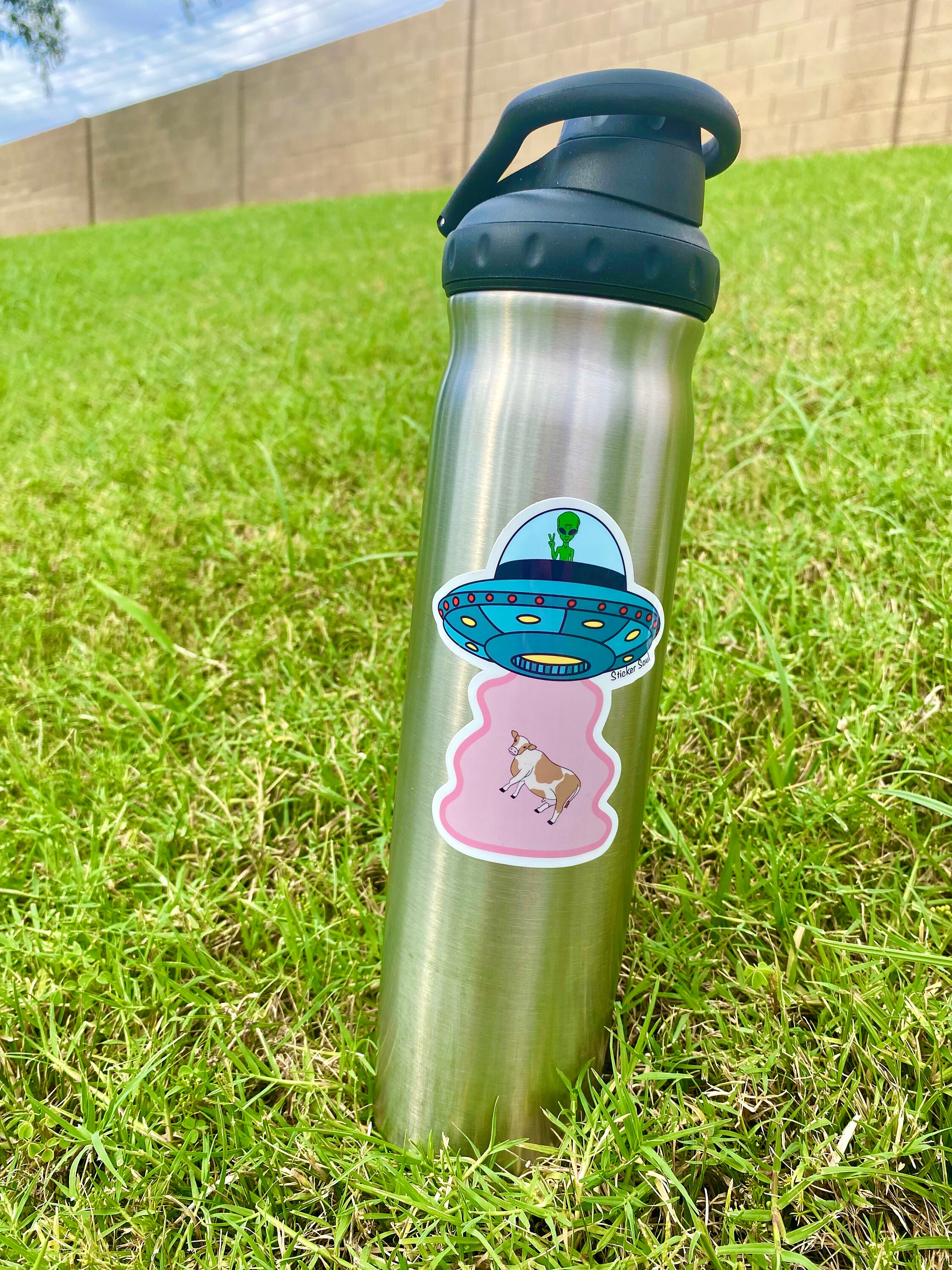 Alien Abducting Cow Vinyl Sticker Holographic Option - Etsy