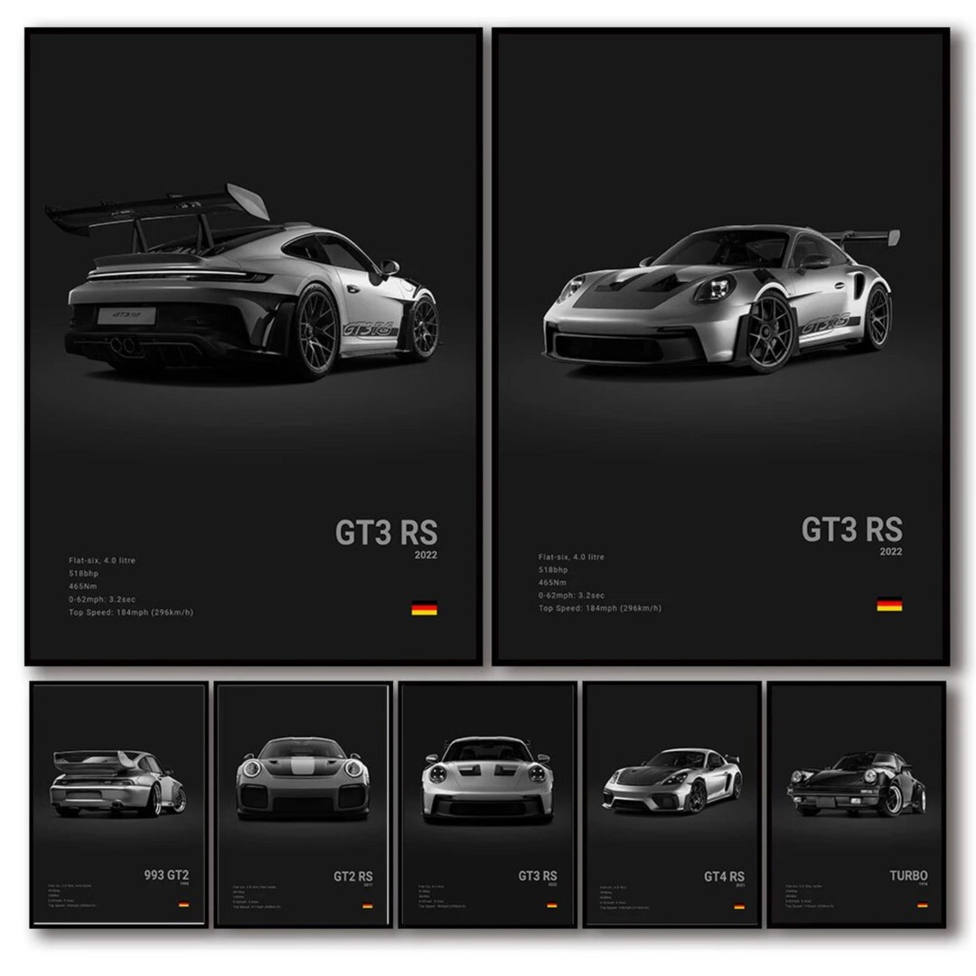 Black and White Luxury Sports Car Poster 911 Turbo Series Wall Art - Etsy