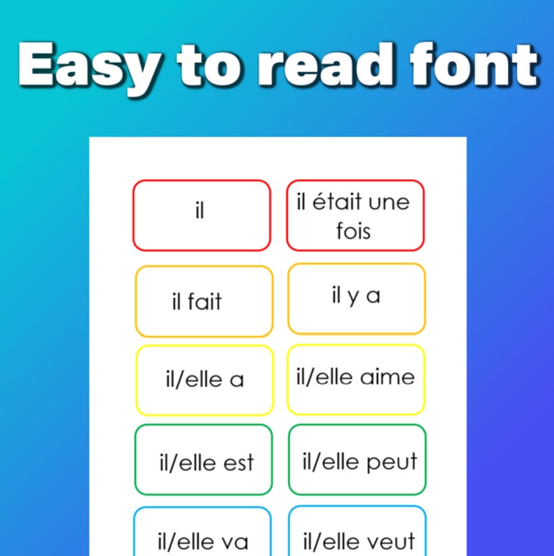 130 Printable French Flash Cards - Sight Words - First Grade - Second ...