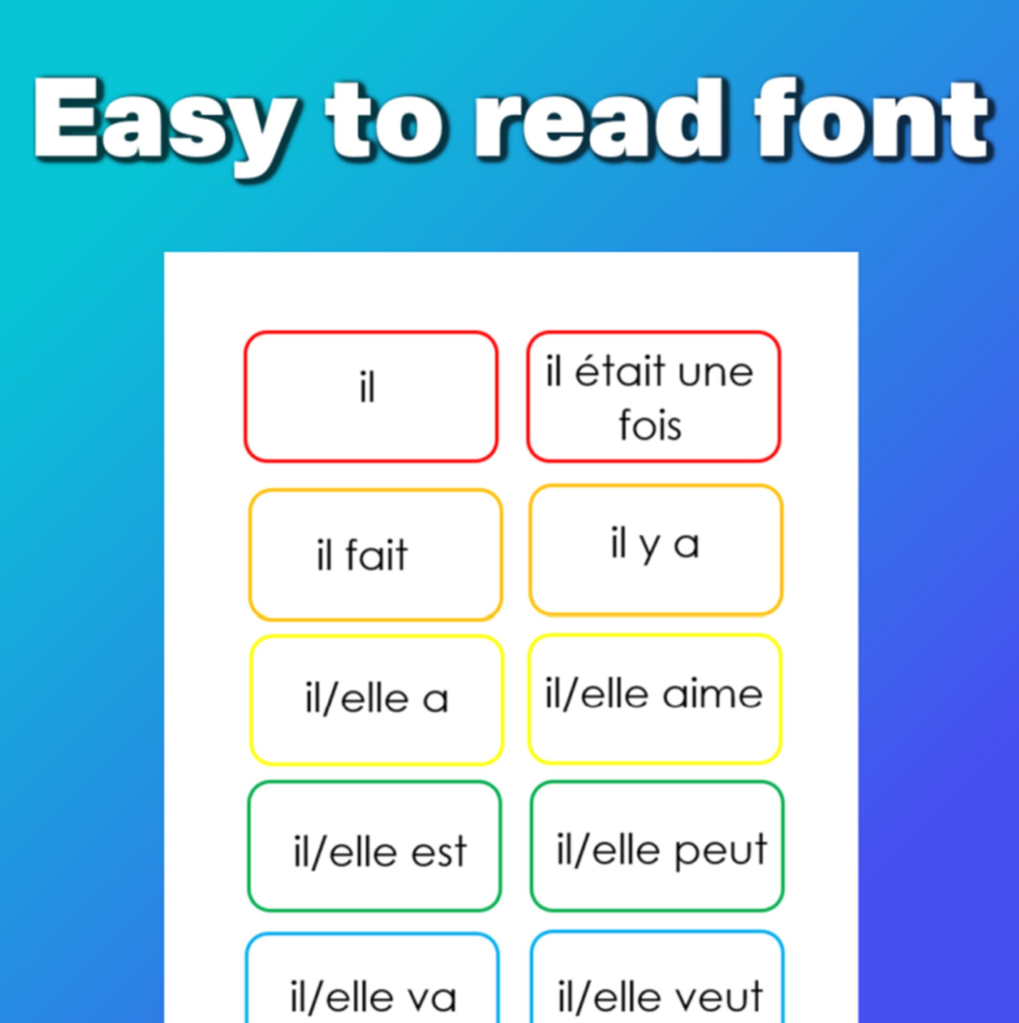 130 Printable French Flash Cards - Sight Words - First Grade - Second ...