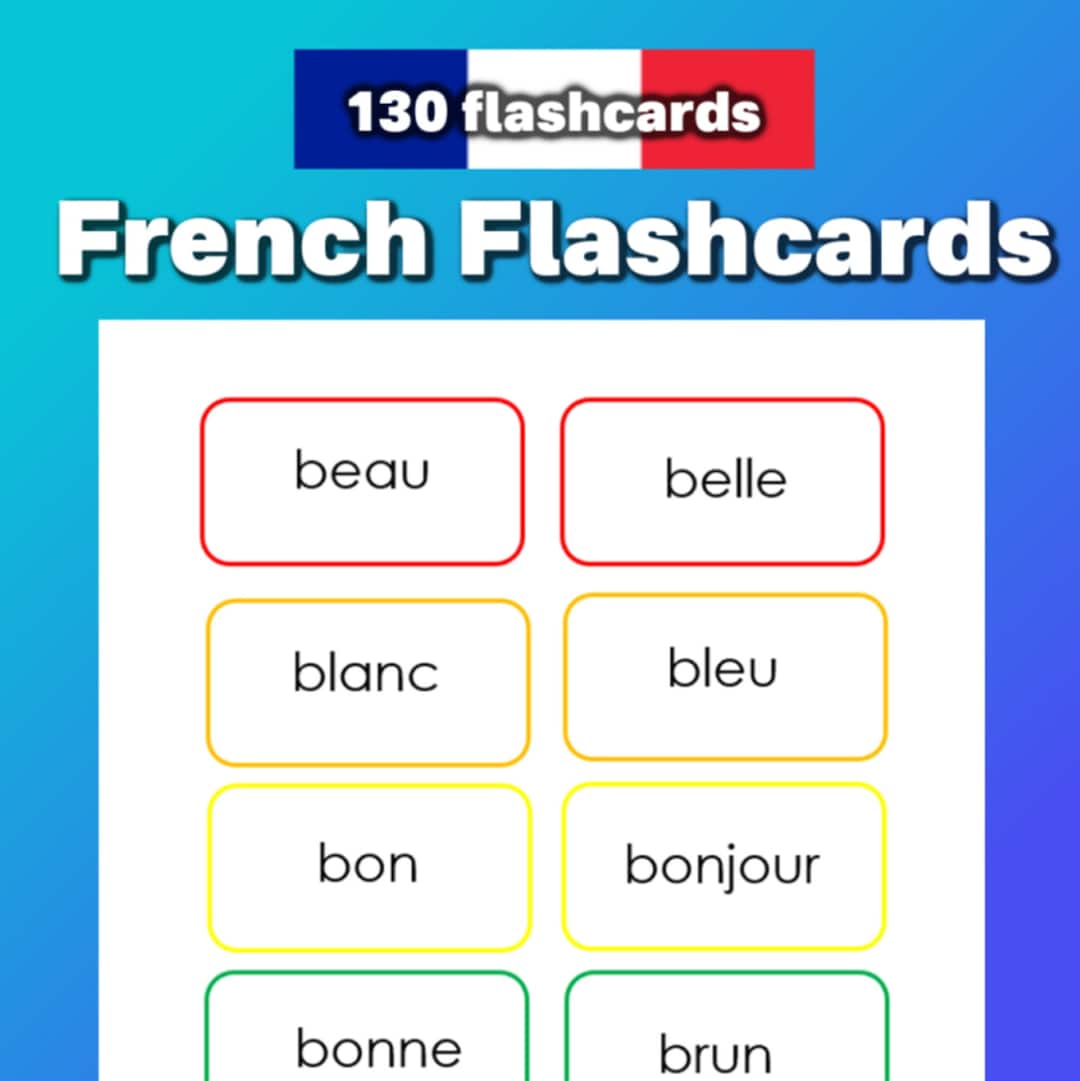 130 Printable French Flash Cards - Sight Words - First Grade - Second ...