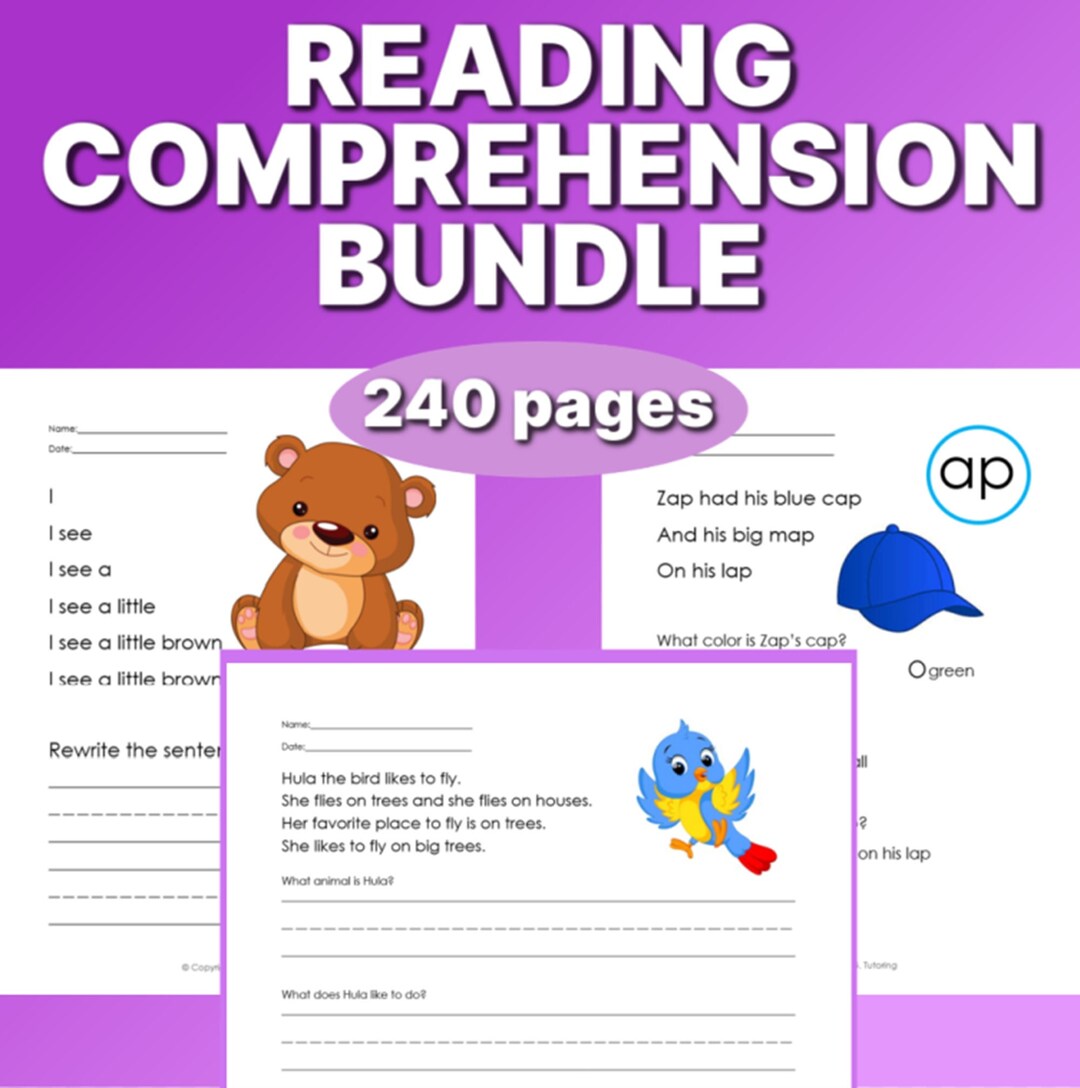 Reading Comprehension Bundle - 240 Pages - Preschool Kindergarten First ...
