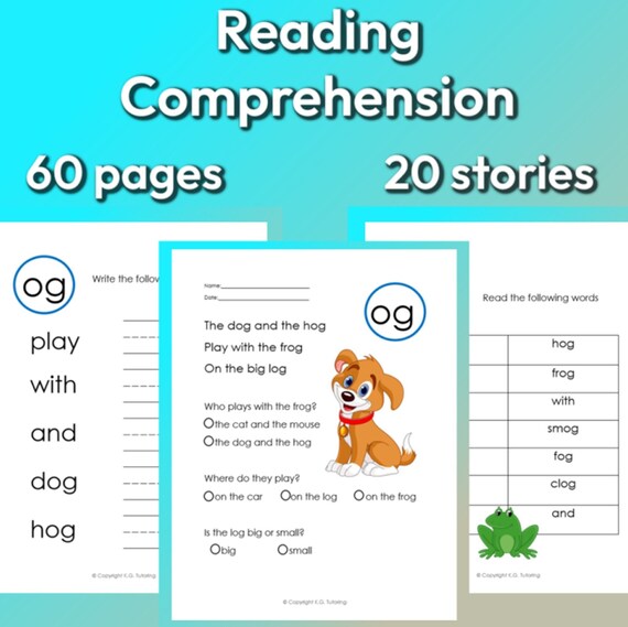 Kindergarten Reading Comprehension Worksheets 60 Pages - Etsy
