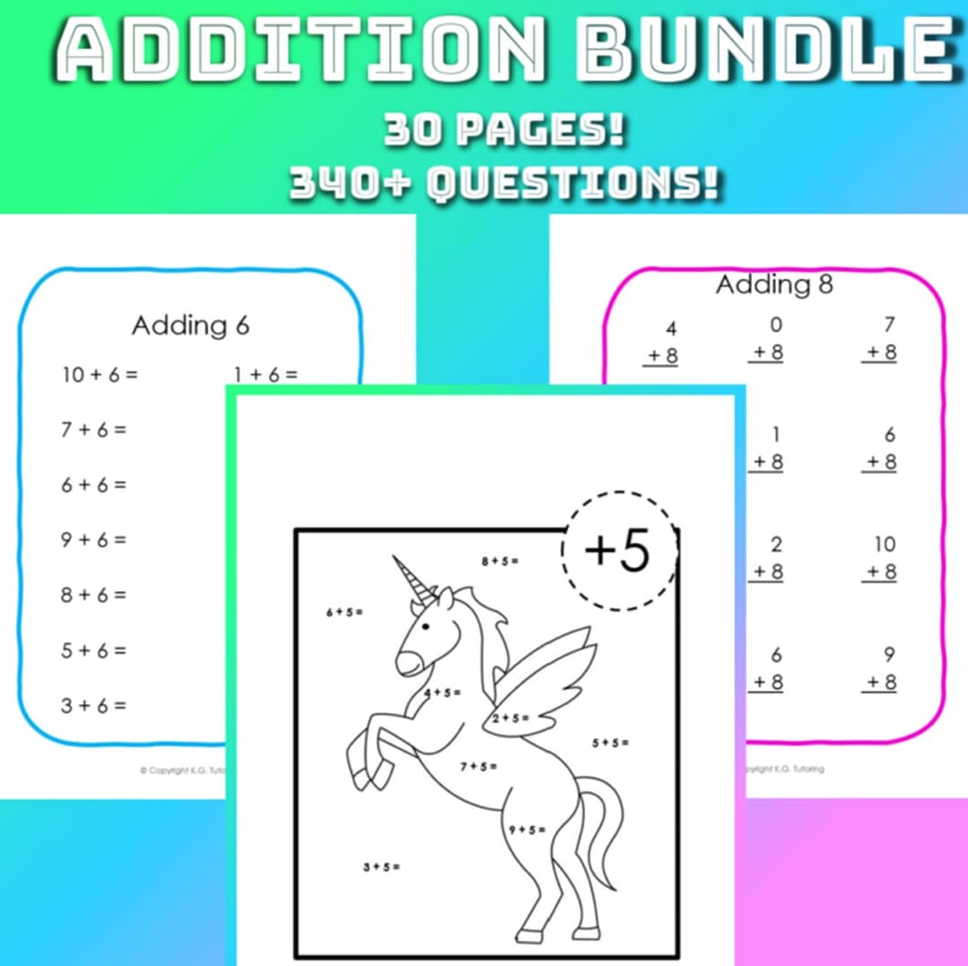 First Grade Addition Worksheets (30 Pages) - Kindergarten - Grade 1 ...