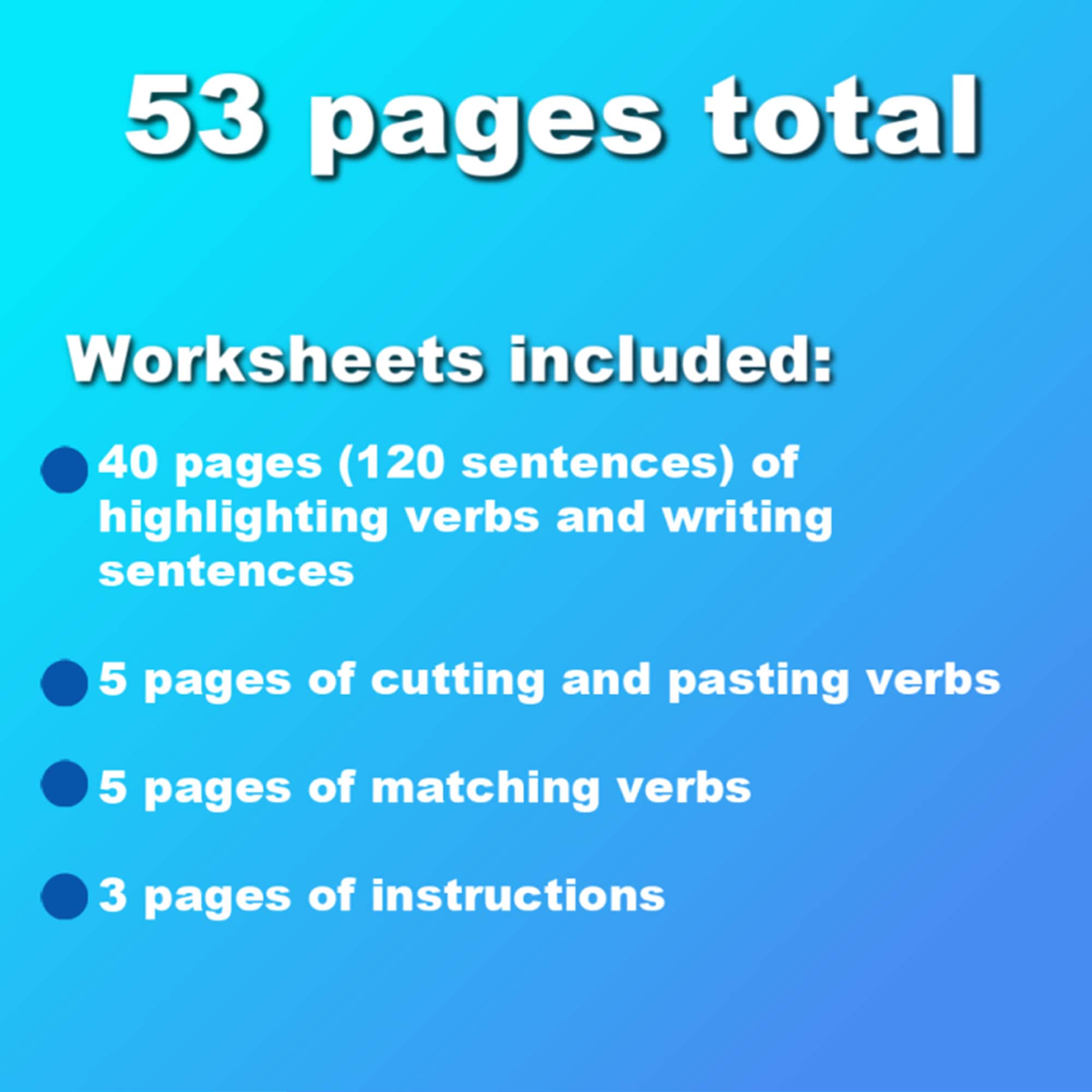 50 Printable Verbs Worksheets - First Grade - Second Grade - Sheets for ...