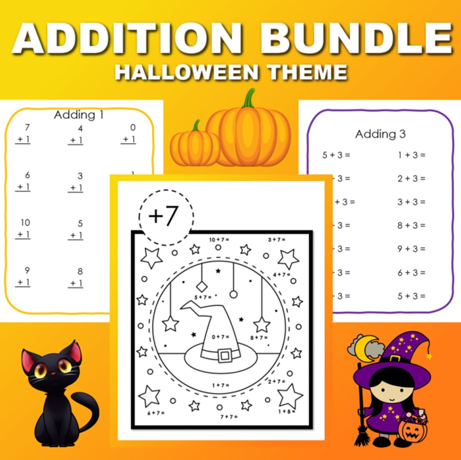 First Grade Addition Worksheets halloween Edition 30 Pages math Sheets ...