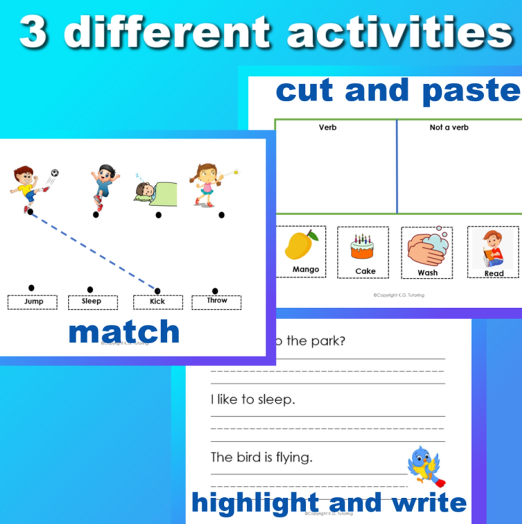 50 Printable Verbs Worksheets - First Grade - Second Grade - Sheets for ...