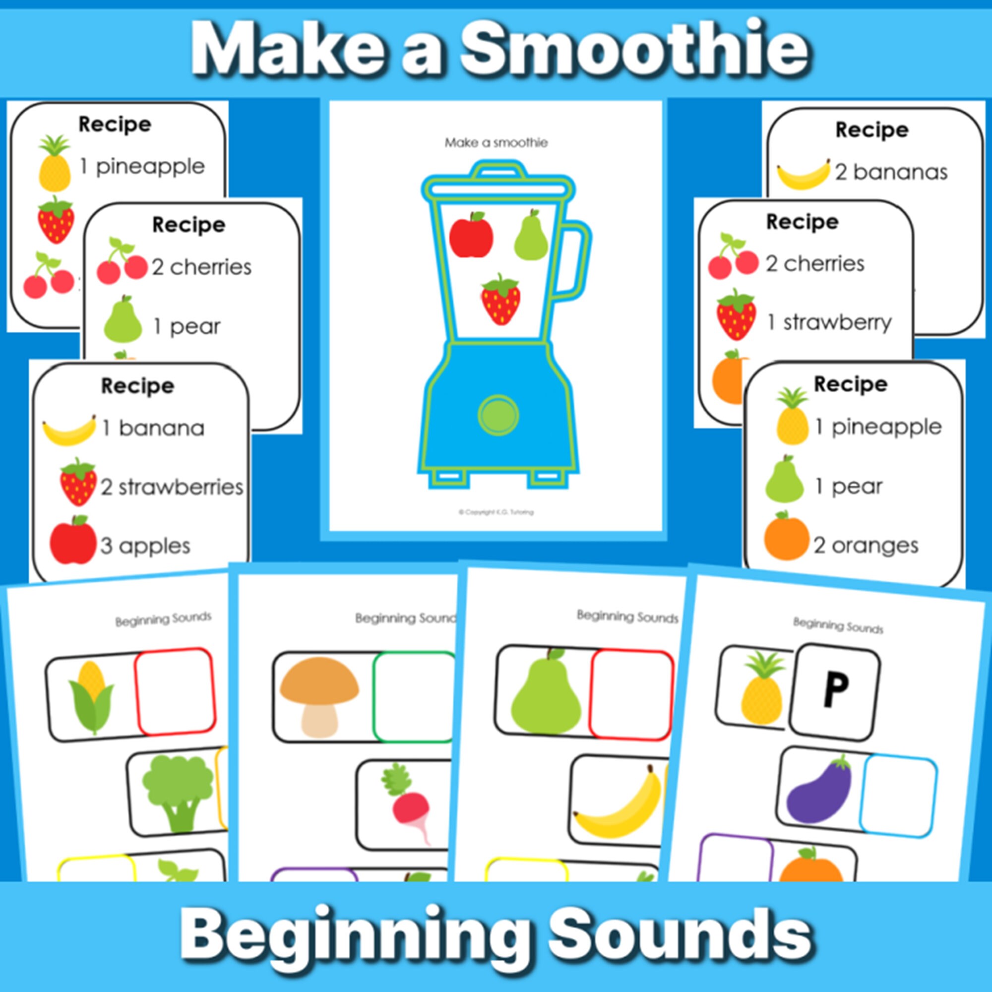 Kindergarten Preschool Toddler Printable Busy Book Activity Fruits ...