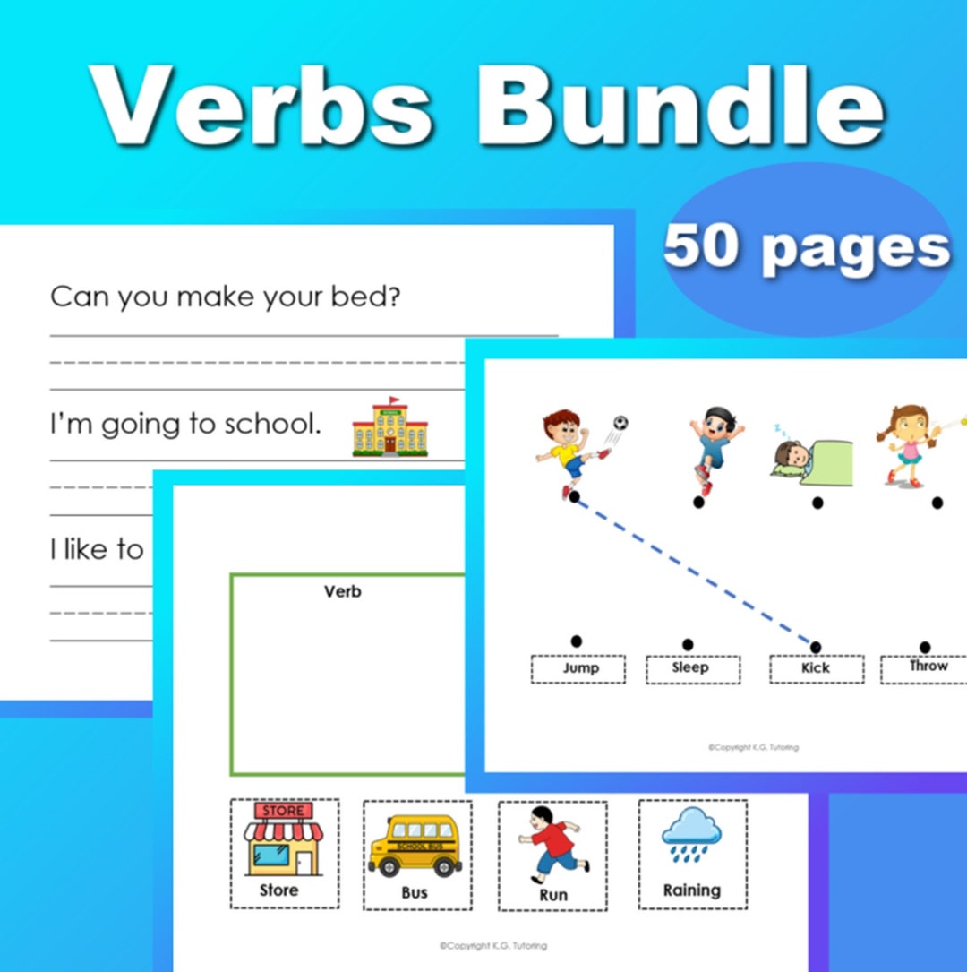 50 Printable Verbs Worksheets - First Grade - Second Grade - Sheets for ...