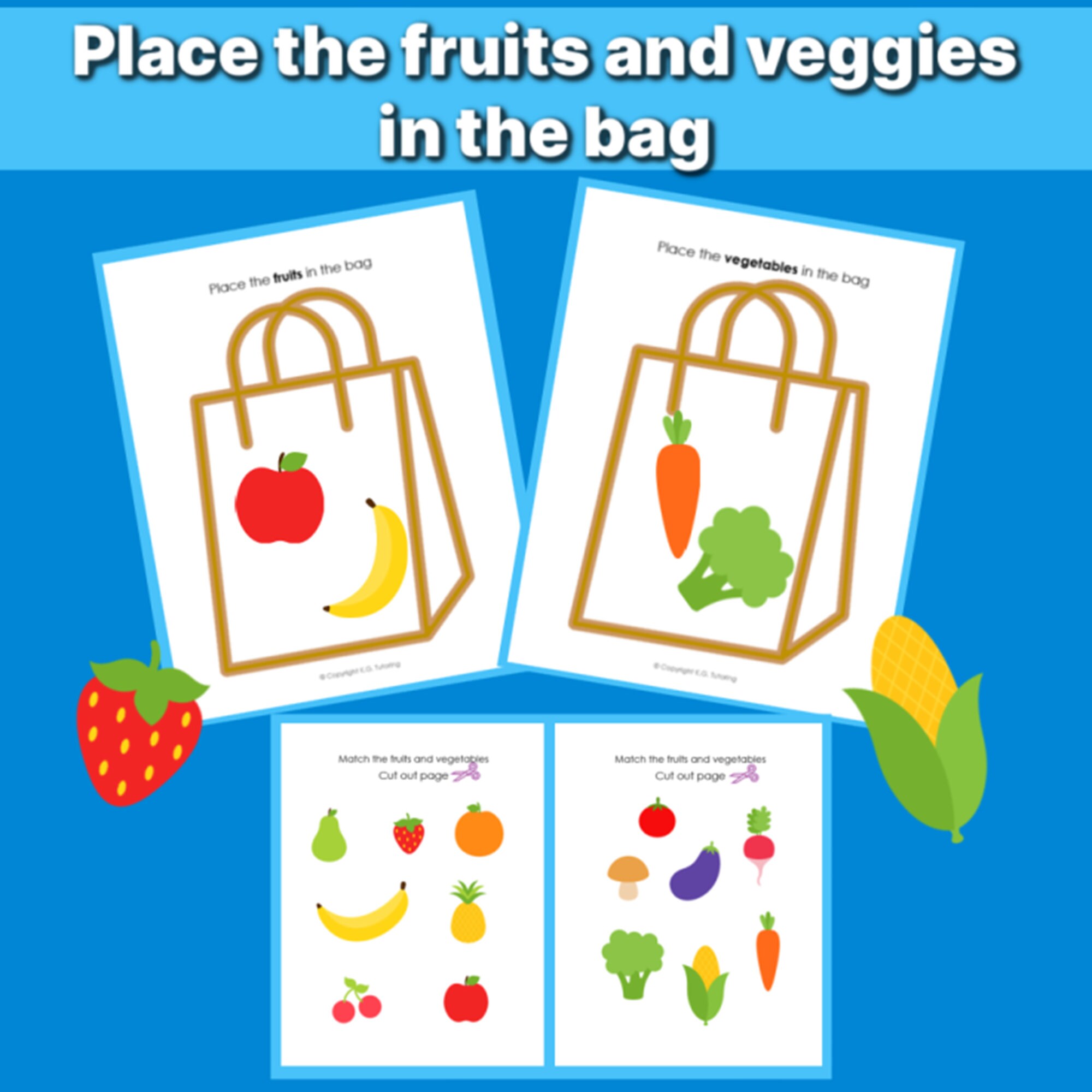 Kindergarten Preschool Toddler Printable Busy Book Activity Fruits ...