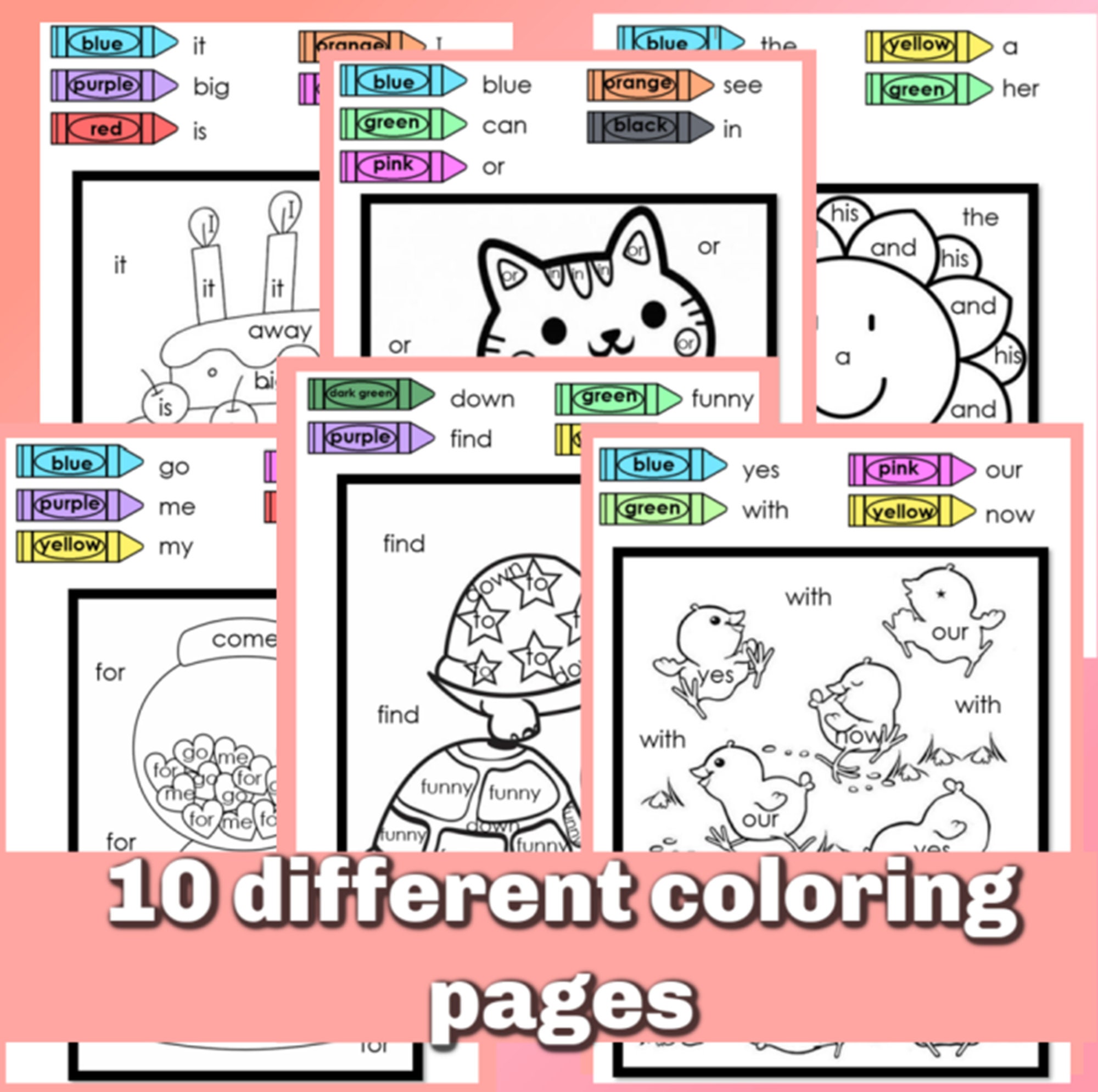 10 Printable Sight Words Worksheets for Kids - Preschool Kindergarten ...