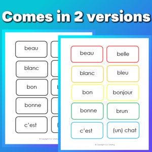 130 Printable French Flash Cards - Sight Words - First Grade - Second ...