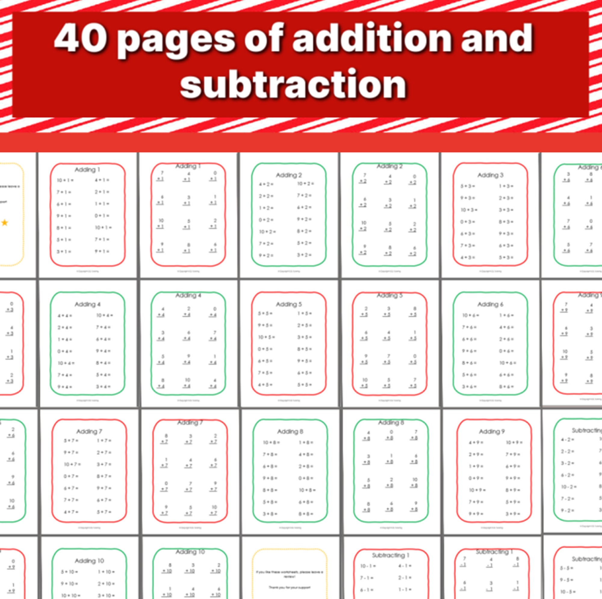 Addition and Subtraction Worksheets for Kids 60 Pages Homeschool ...