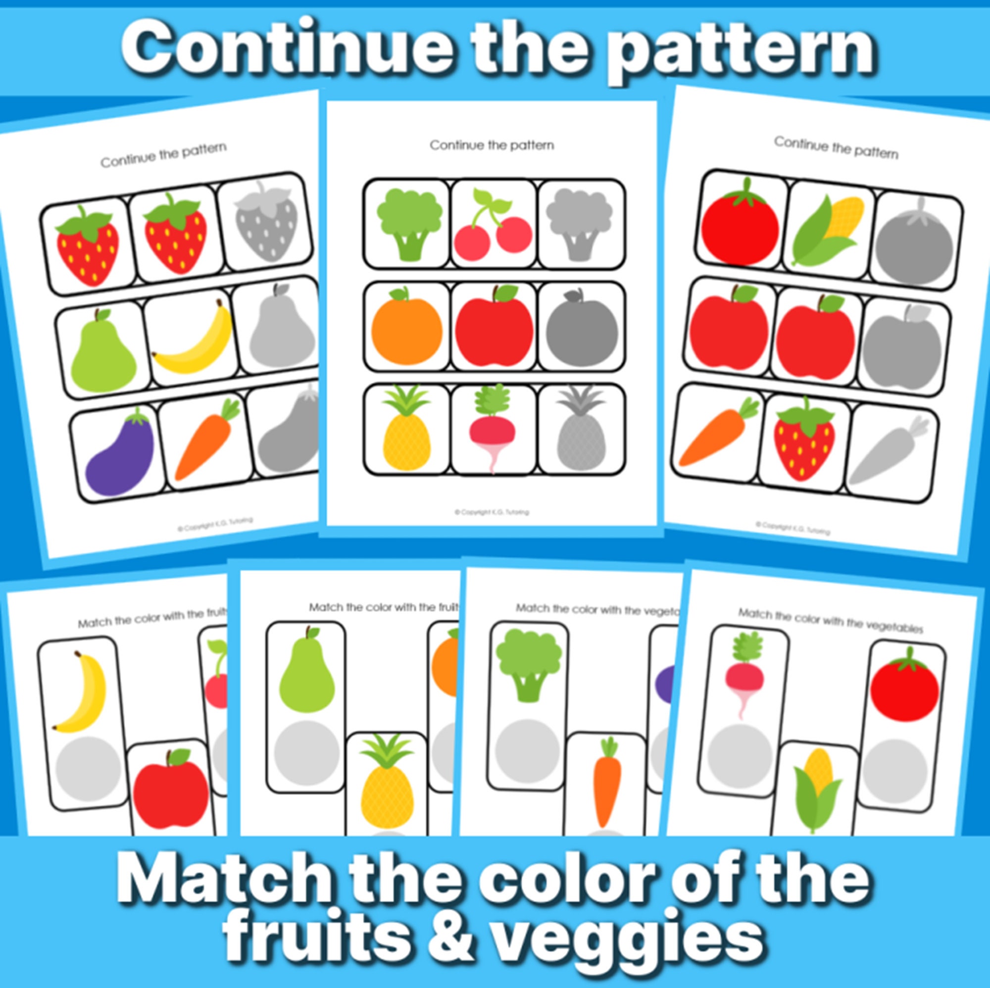 Kindergarten Preschool Toddler Printable Busy Book Activity Fruits ...