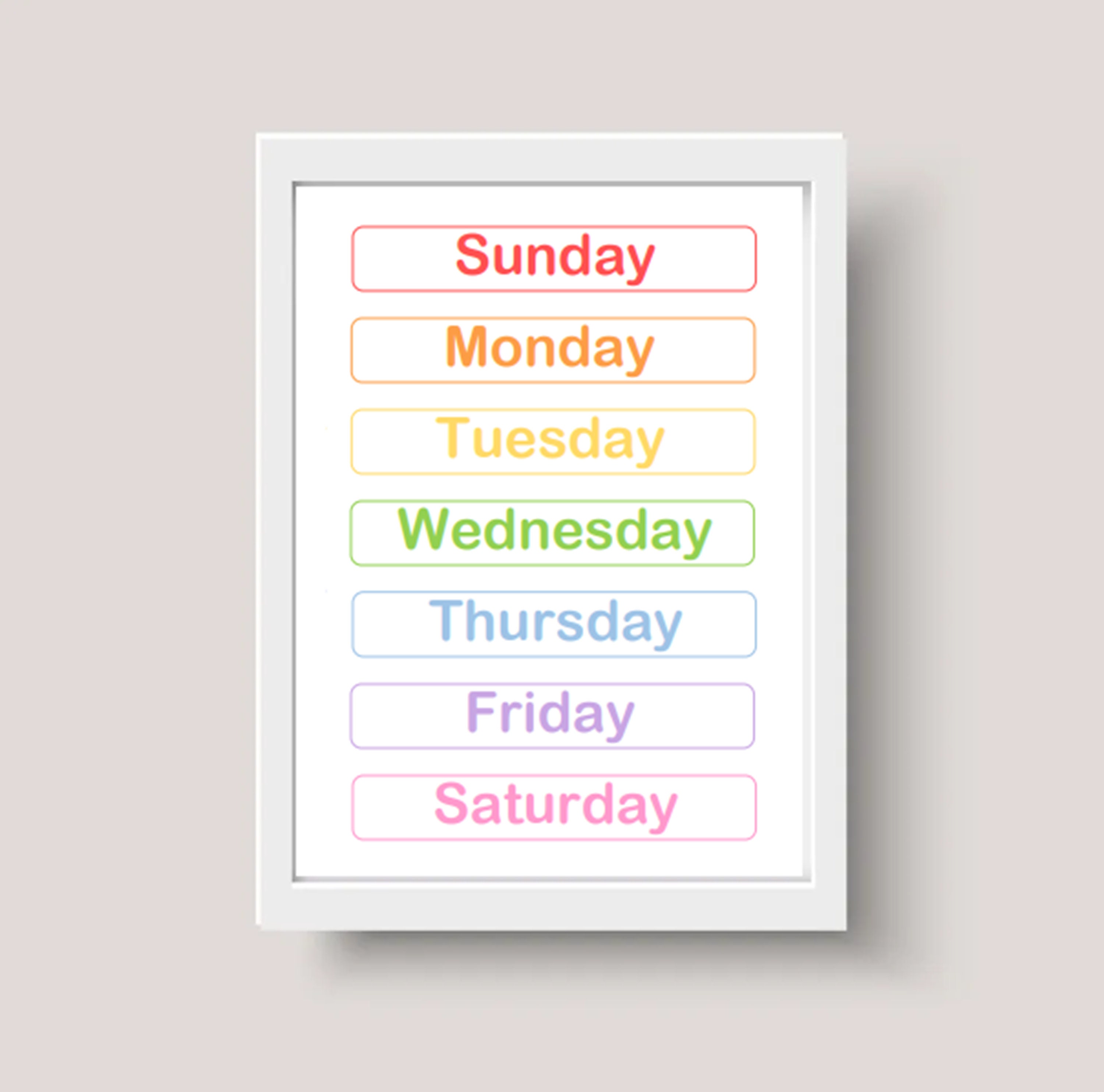 4 Days of the Week Printable Posters - 4 Versions - Classroom Wall Art ...