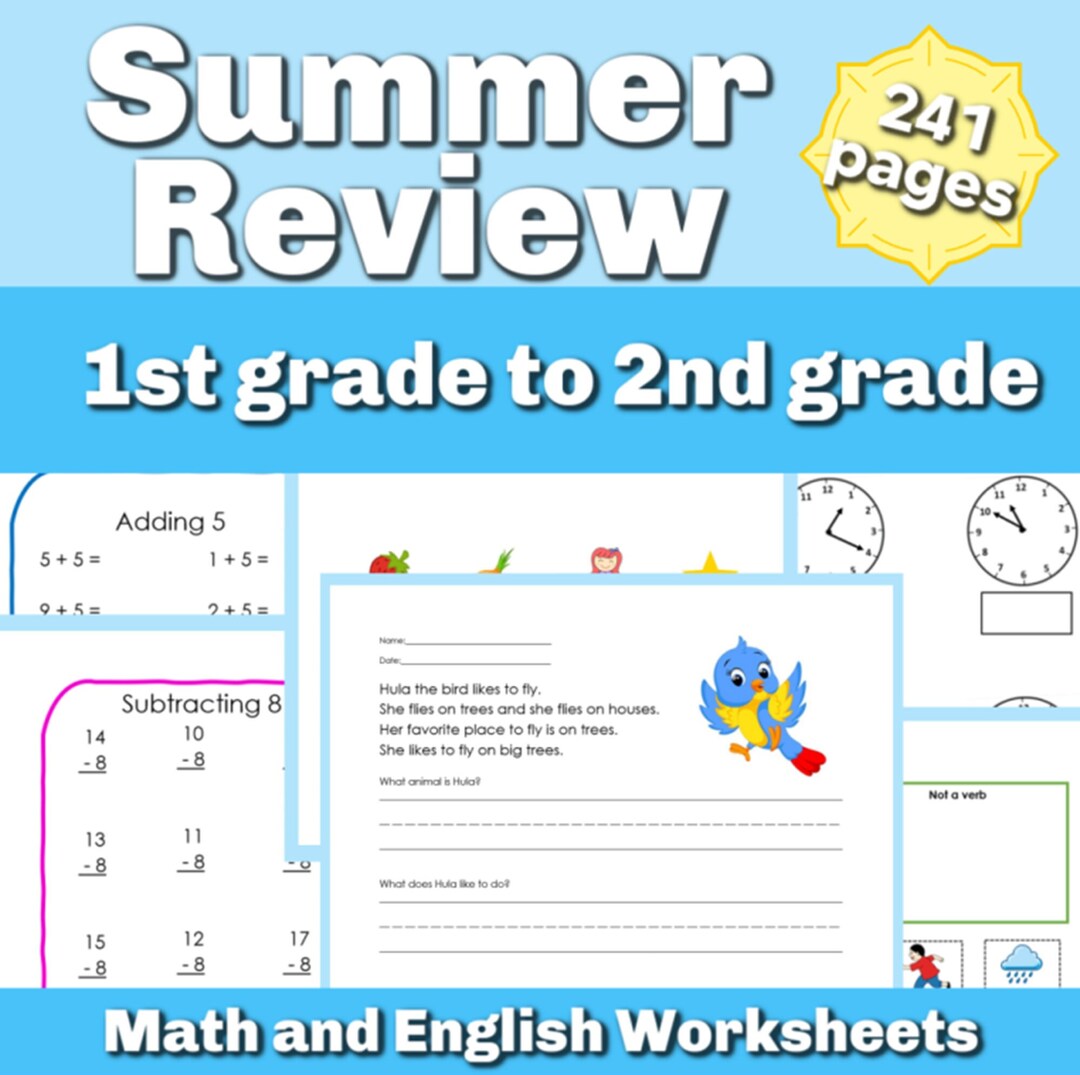 First Grade Summer Review Worksheets - Grade 1 to Grade 2 - Reading ...