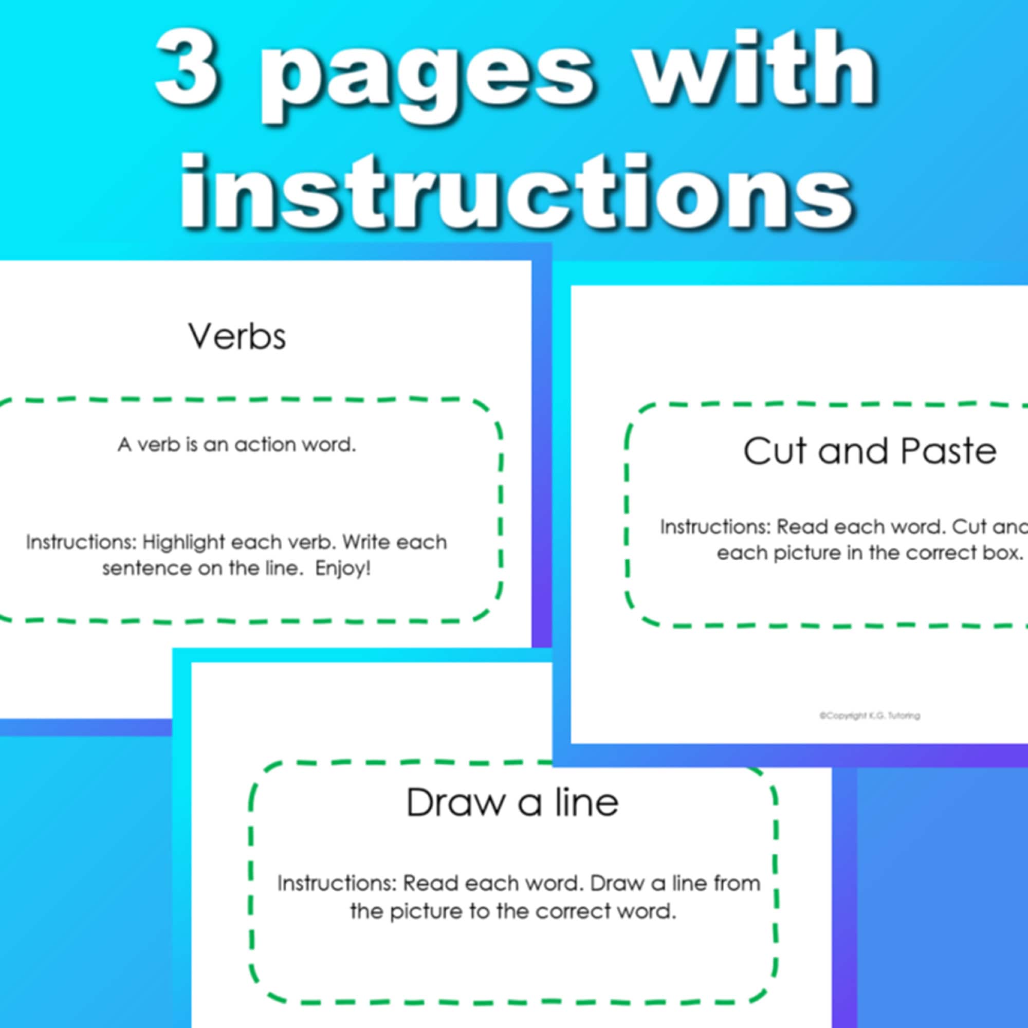 50 Printable Verbs Worksheets - First Grade - Second Grade - Sheets for ...