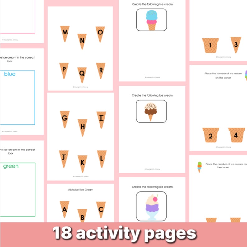 Printable Busy Book Activity - Ice Cream - Toddler Preschool Learning ...