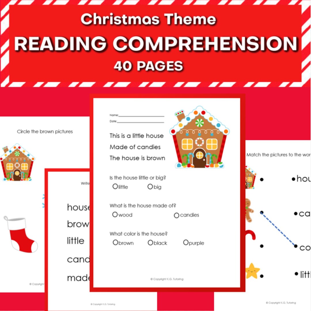 Kindergarten Reading Comprehension First Grade Christmas Theme ...
