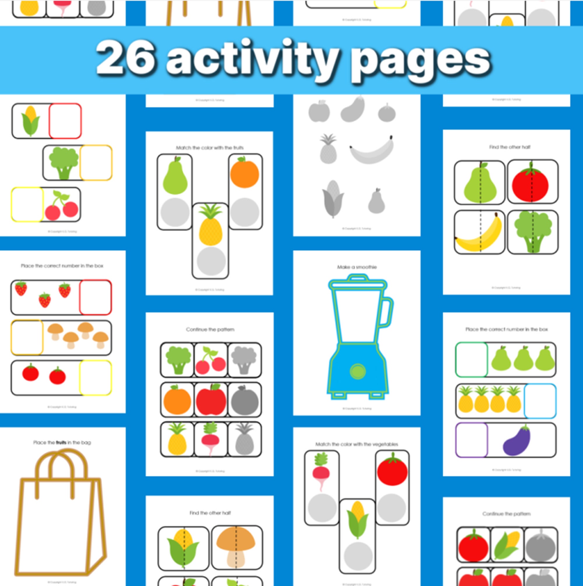 Kindergarten Preschool Toddler Printable Busy Book Activity Fruits ...