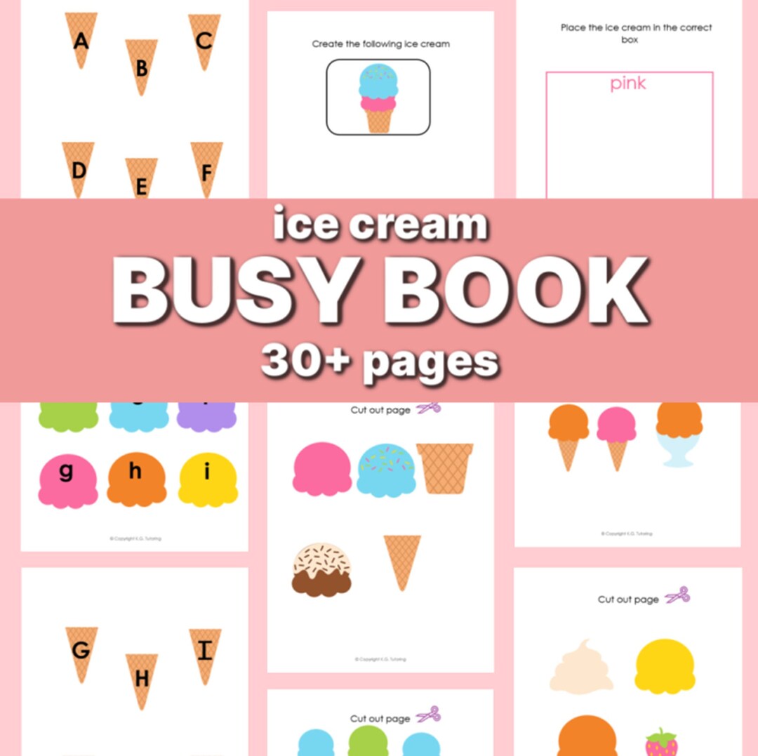 Printable Busy Book Activity - Ice Cream - Toddler Preschool Learning ...
