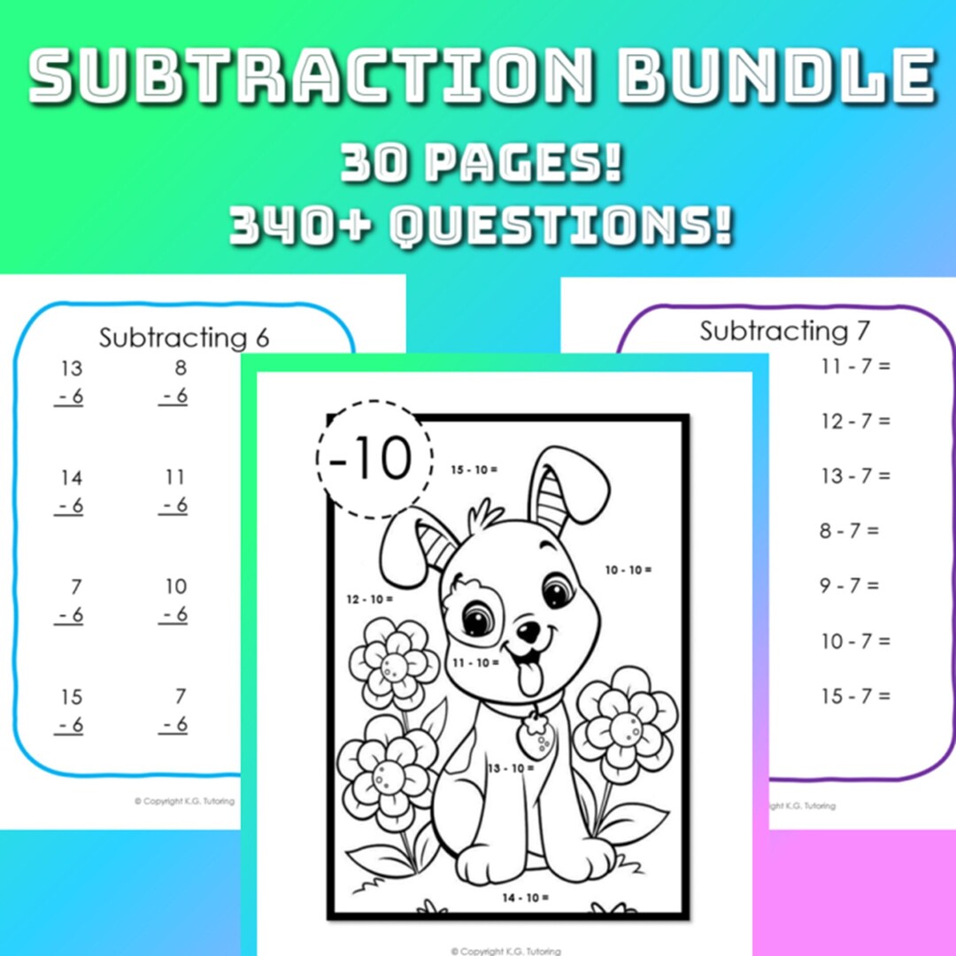 First Grade Subtraction Worksheets (30 Pages) - Math Sheets for Kids ...