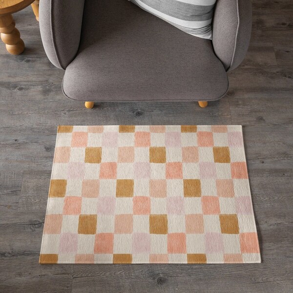 Pink Checkered Rug - Etsy