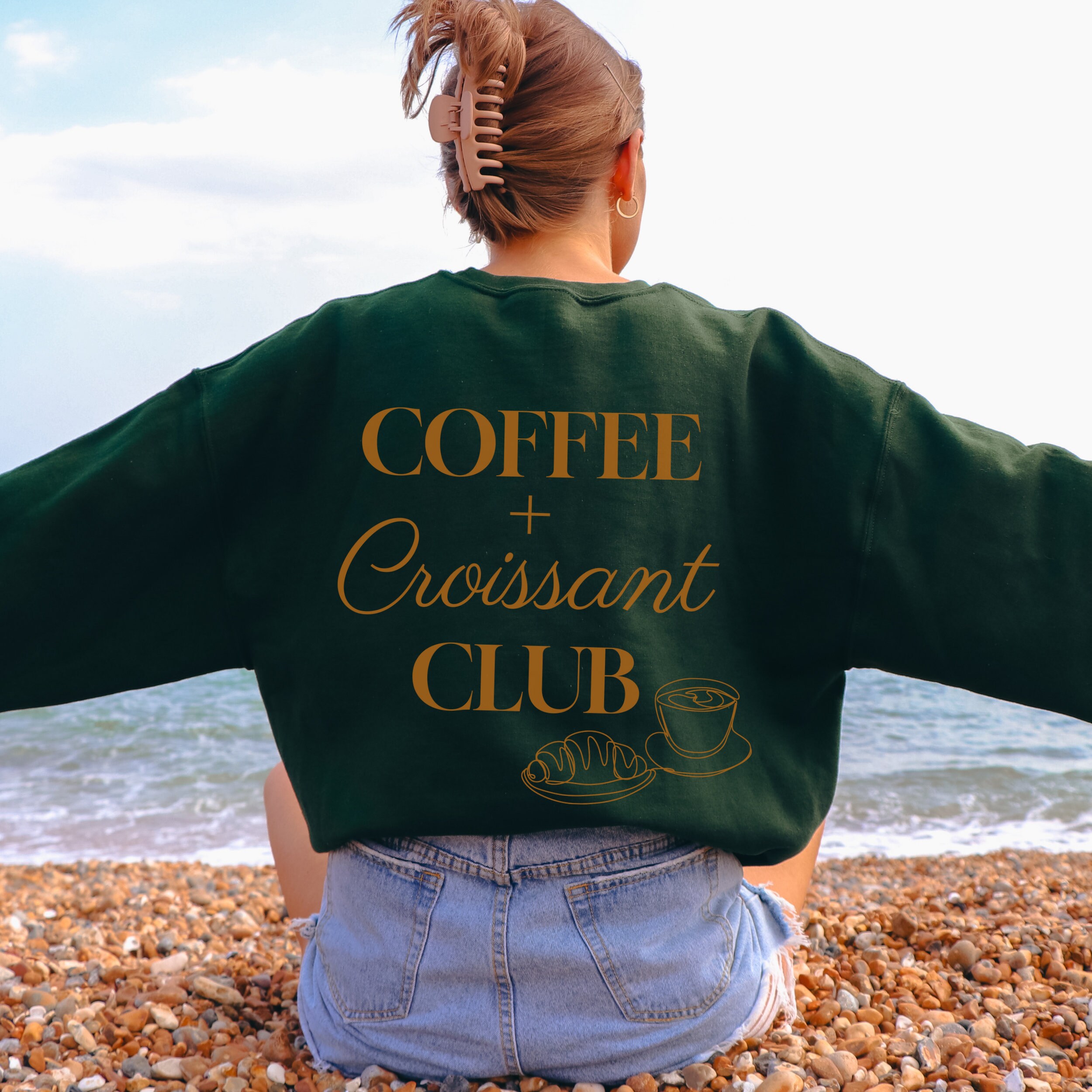 Coffee and Croissant Club Sweatshirt: Trendy Coffee Lover Crewneck - Etsy